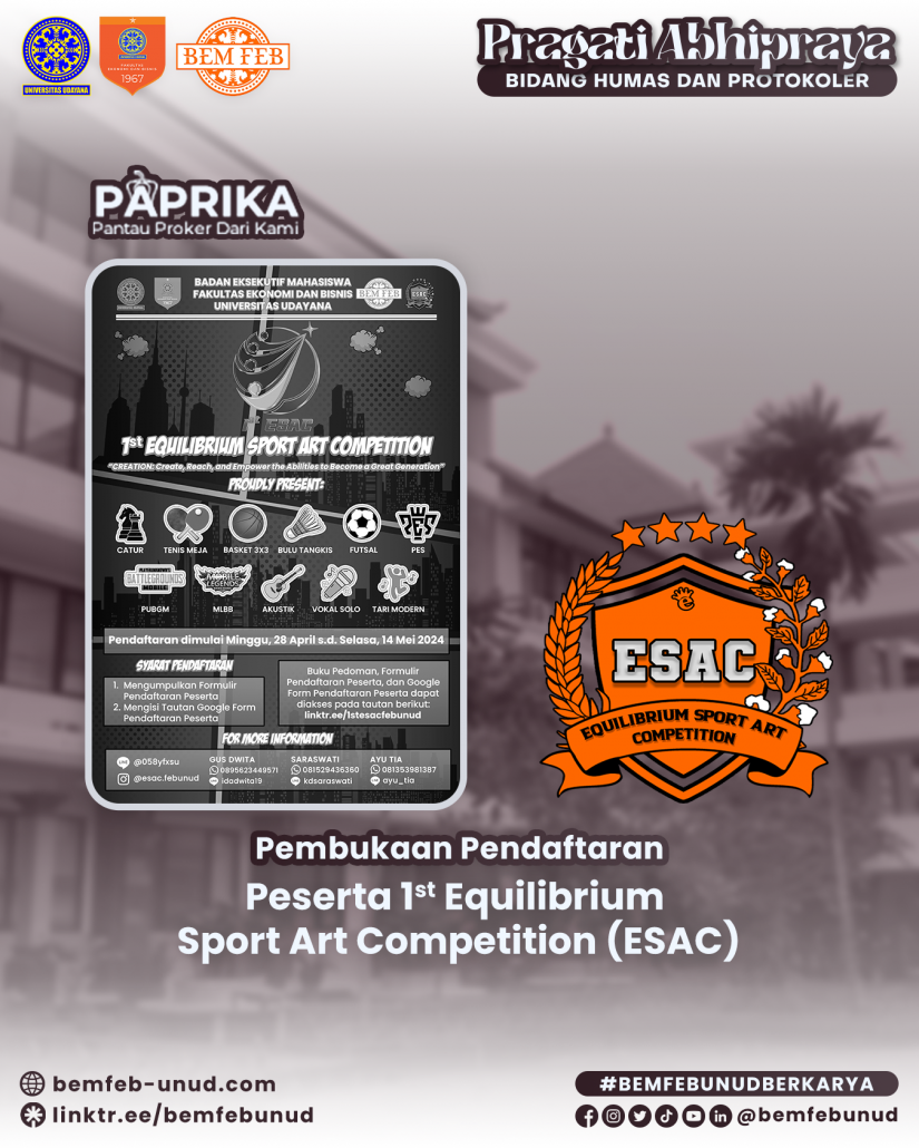 BEM FEB UNUD | Pendaftaran Peserta 1st Equilibrium Sport Art Competition